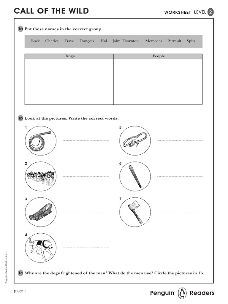 PR_CALL_OF_THE_WILD_Worksheet_LR | PDF | The Call Of The Wild