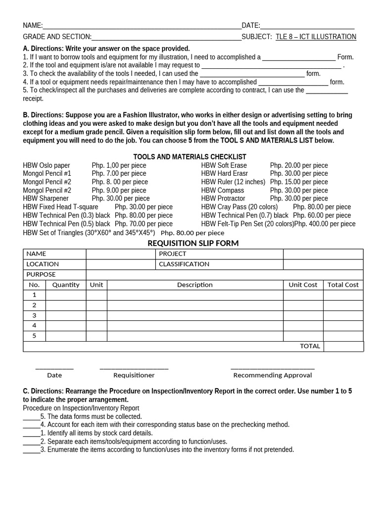 Activity Sheet 1 Illustration | PDF | Pencil