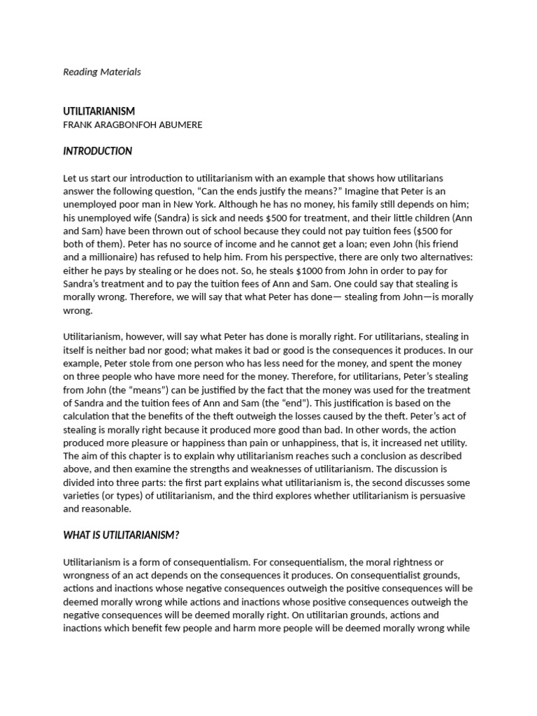 Utilitarianism | PDF | Utilitarianism | Pleasure
