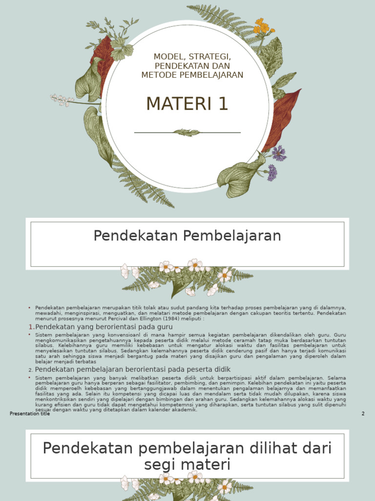 1 Pendekatan, Metode, Model Pembelajaran | PDF