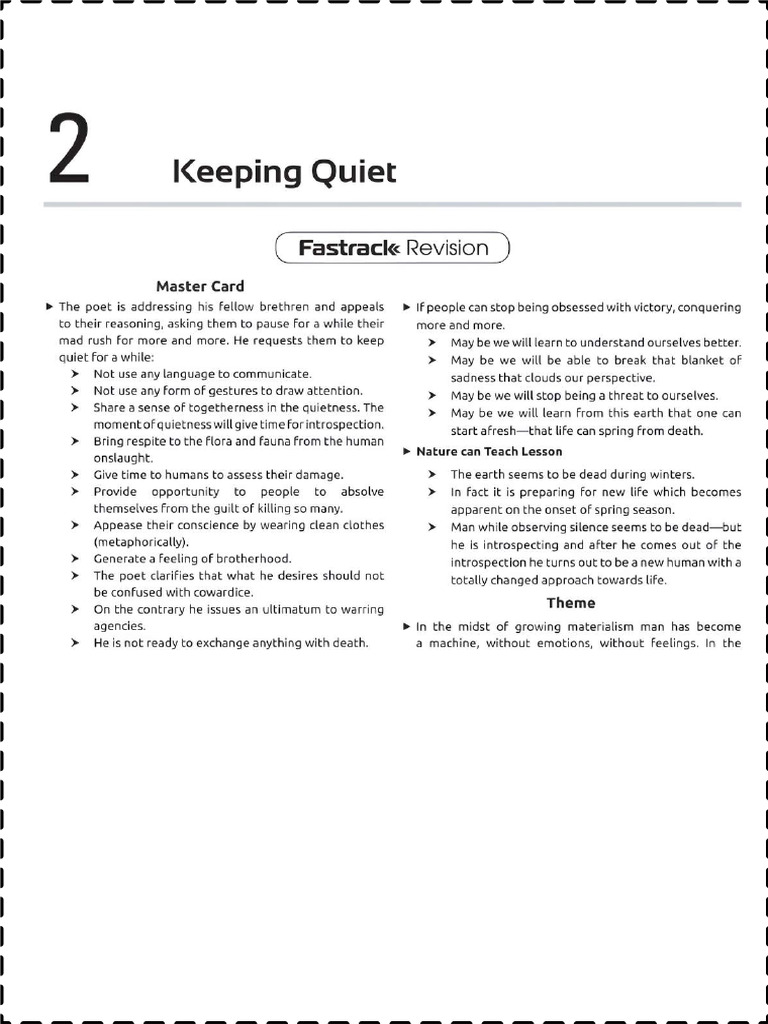 Keeping Quiet | PDF