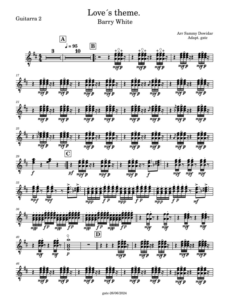 Loves - Theme - Barry - White-PARTES BANDA-Guitarra 2 | PDF