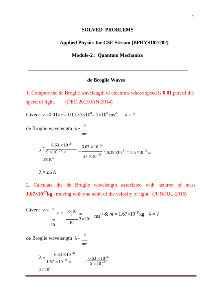 Problems CS, M-2 24-25 | PDF | Electronvolt | Electron