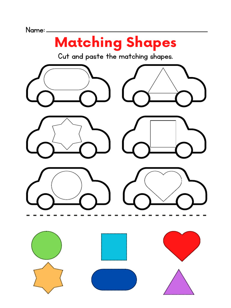 Colorful Fun Matching Shapes Worksheet | PDF