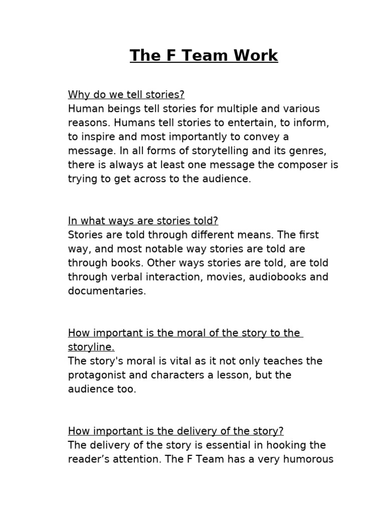 Emmanuel K The F Team Work | PDF | Storytelling | Pack (Canine)