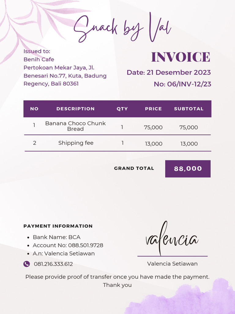 06-12 Invoice Benih Cafe | PDF