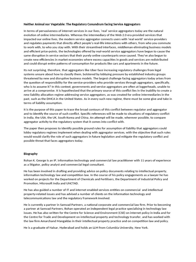 Summary of Submission of Itechlaw Abstract | PDF | Policy | Internet