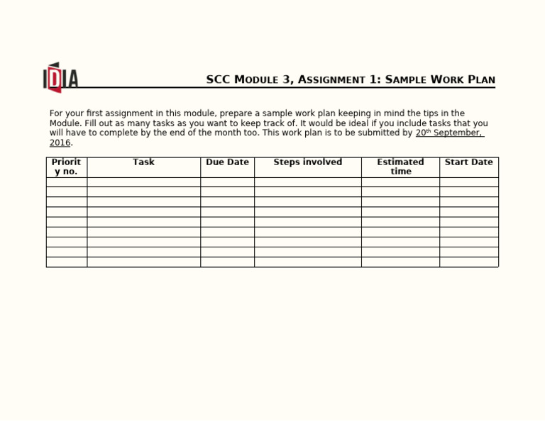SCC Module 3 Assignment 1 - Work Plan Template | PDF