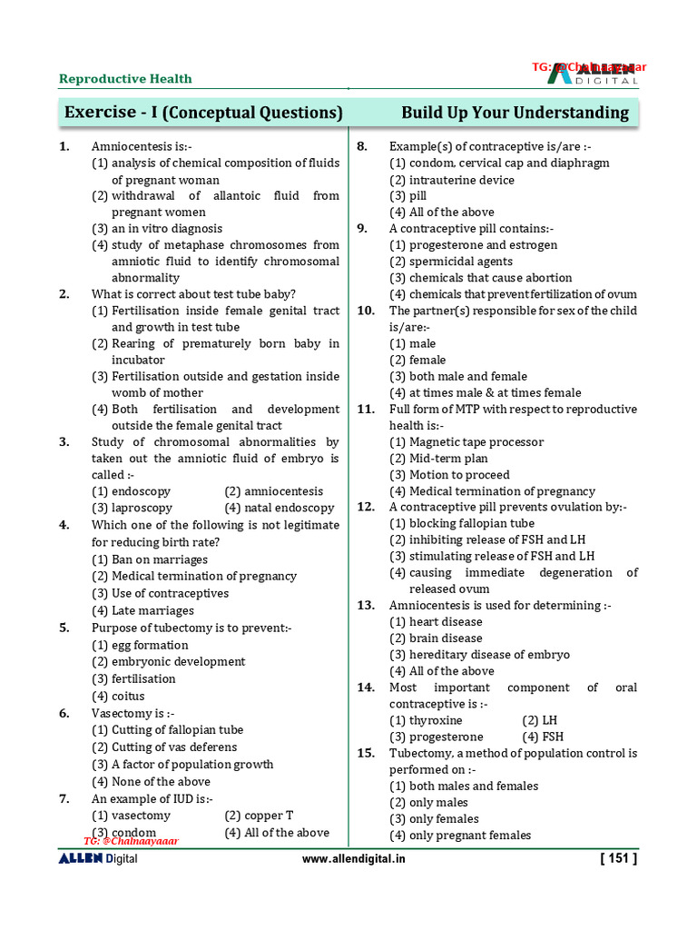 Reproductive Health and Contraception Guide | PDF | Birth Control ...