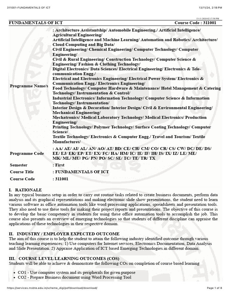 311001-Fundamentals of Ict | PDF | World Wide Web | Internet & Web