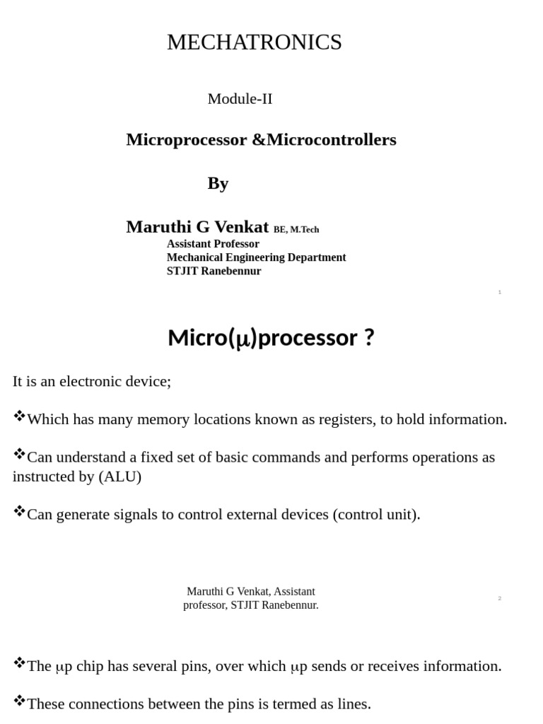 Mechatronics Unit II by ffMGVii - Pptxfinal | PDF | Microcontroller ...