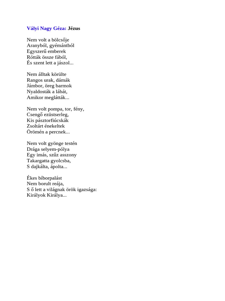 Vályi Nagy Géza. Jézus | PDF