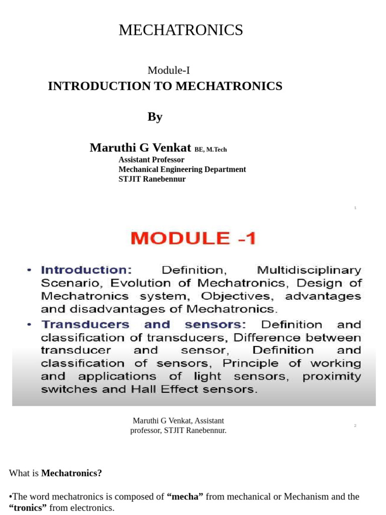 Mechatronics Uniggt I by MGV | PDF | Mechatronics | Sensor