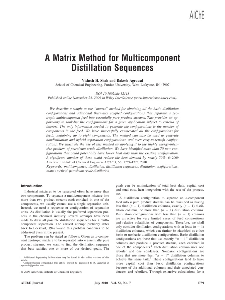Articulo 1 | PDF | Distillation | Matrix (Mathematics)