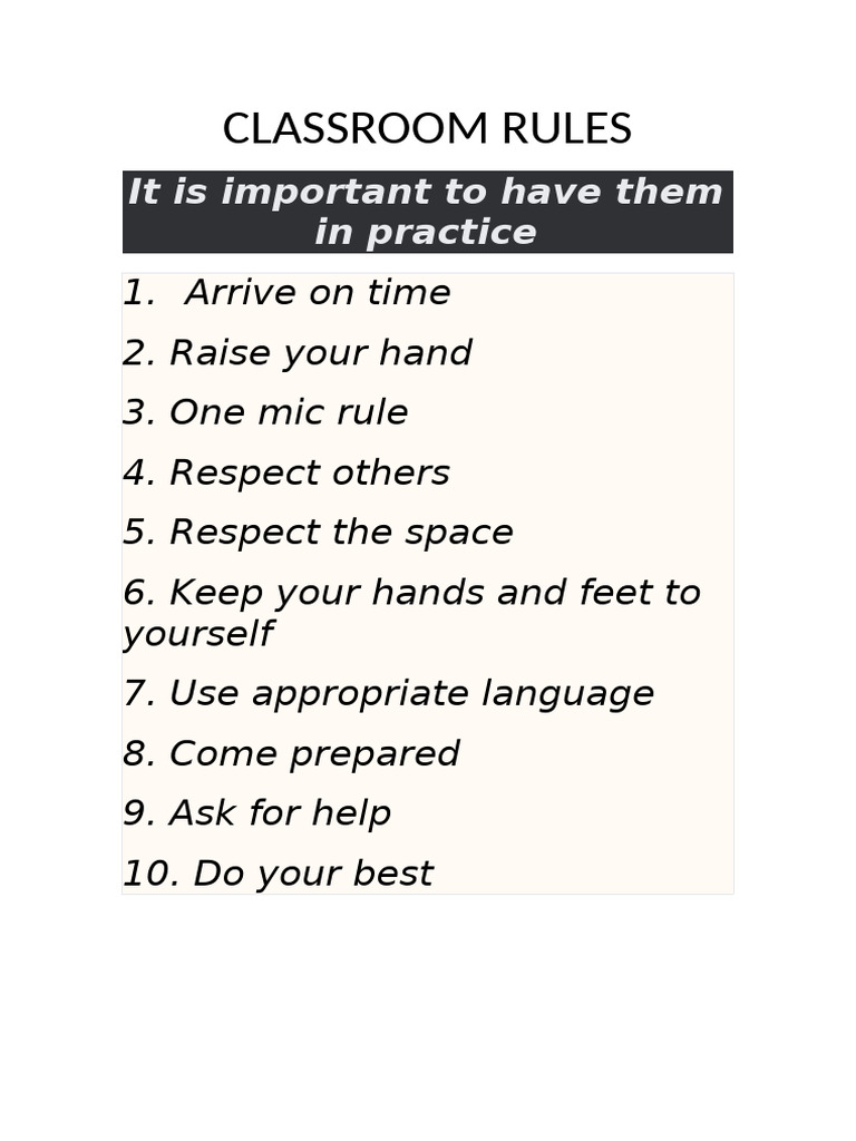 Classroom Etiquette Guide | PDF