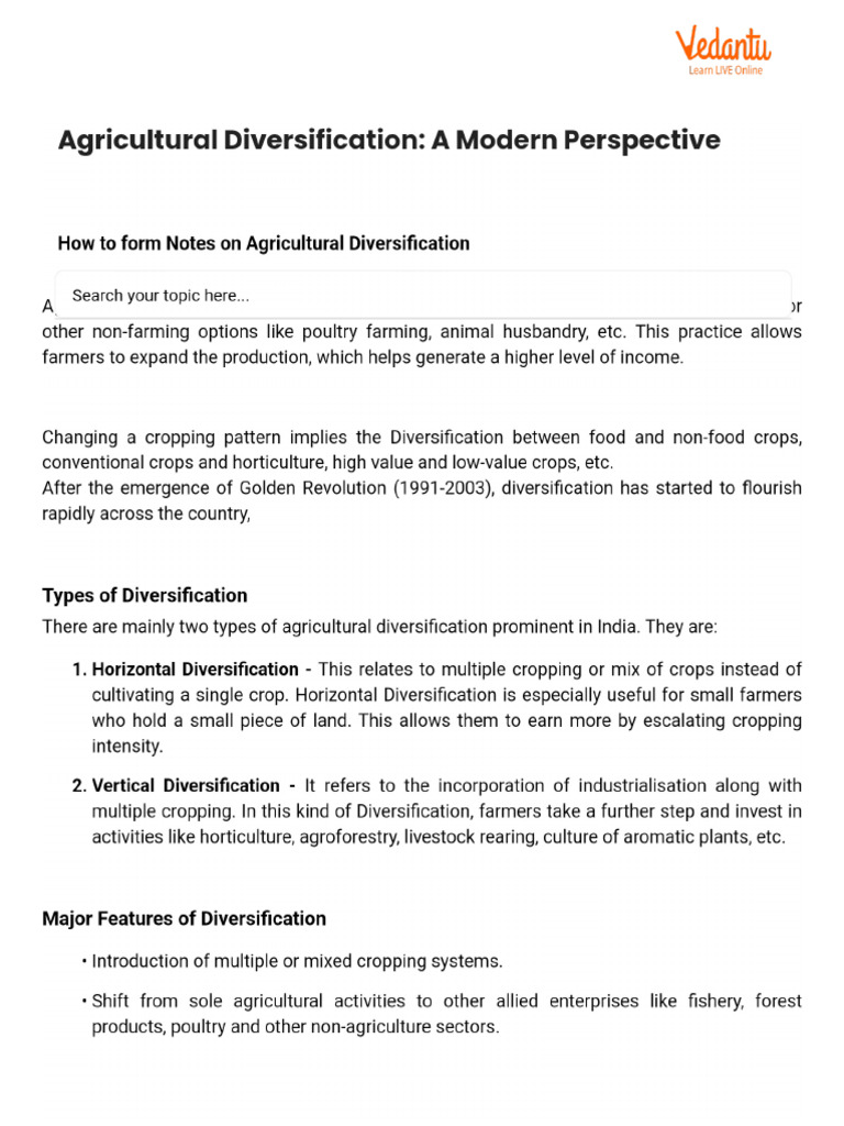 Agricultural Diversification - A Modern Perspective | PDF