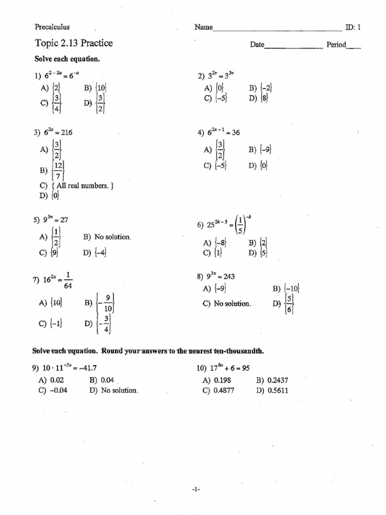 Topic 2.13 Practice | PDF
