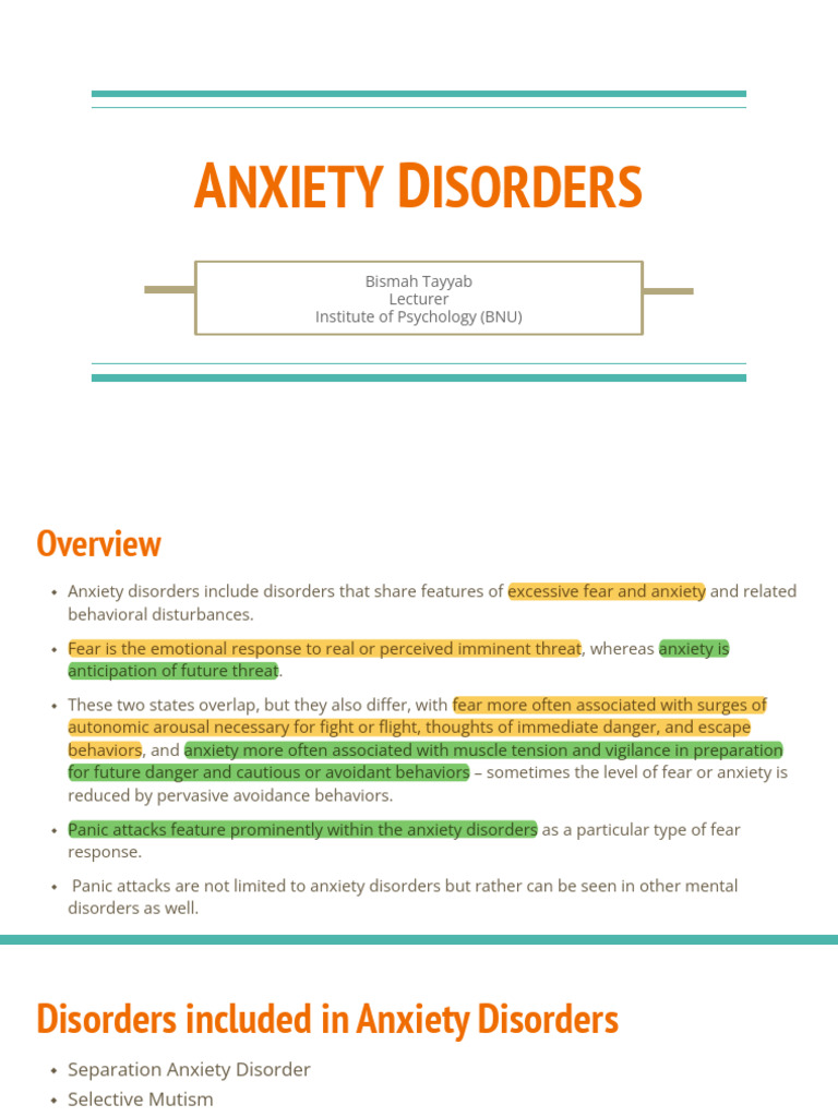 Chapter 05 - Anxiety Disorders | PDF | Anxiety | Agoraphobia
