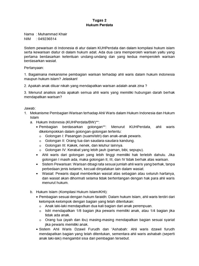 Tugas 2 Hukum Perdata | PDF