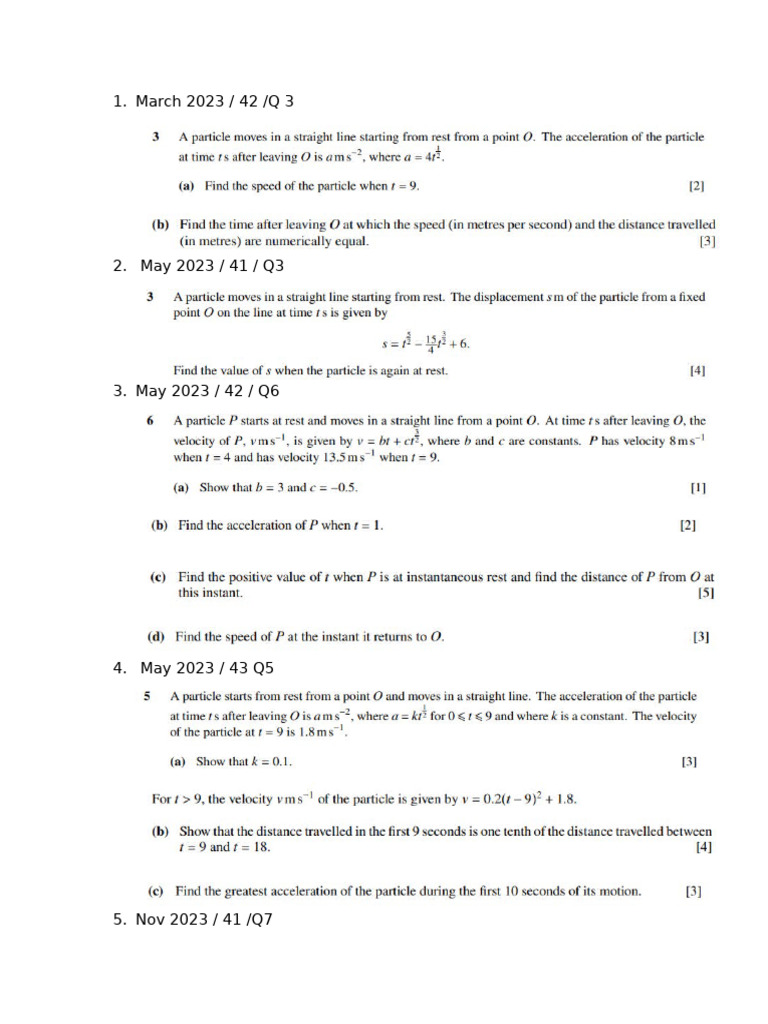Calculus Kinematics 9709 Paper 4 | PDF