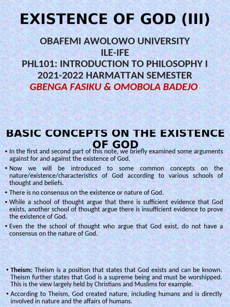 Existence of God (III) | PDF | God | Theism