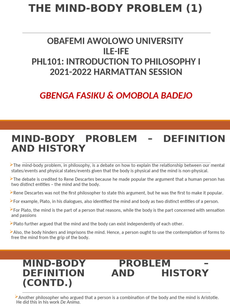 Mind Body Problem | PDF | Mind | Mind–Body Problem