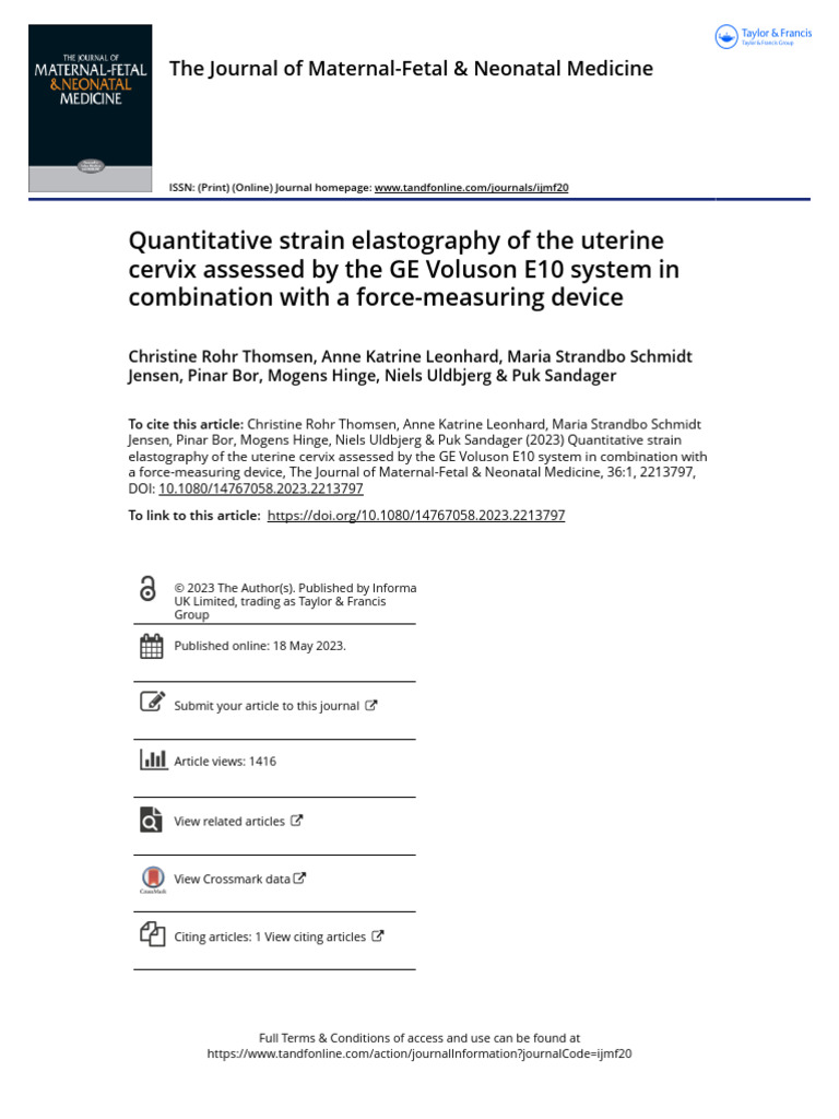 Quantitative Strain Elastography of The Uterine Cervix Assessed by The ...