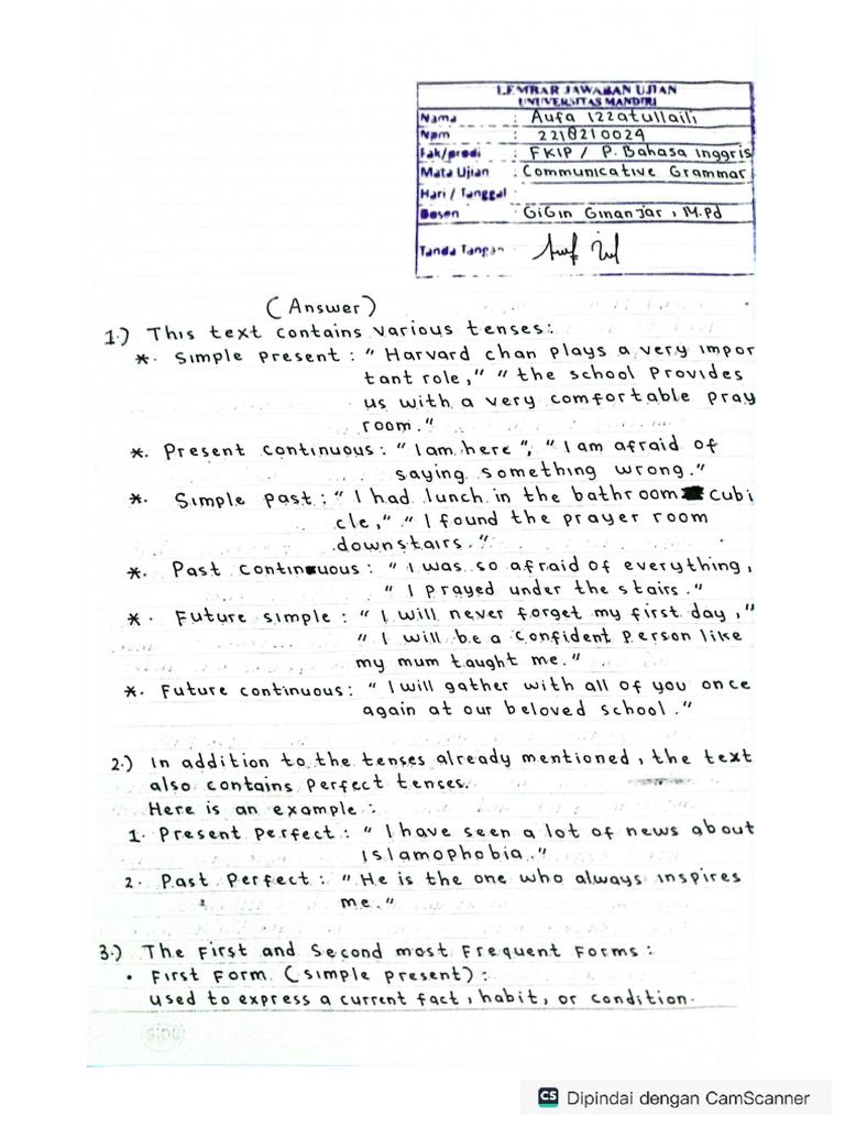 Aufa Izzatullaili - UTS Communicative English Grammar | PDF