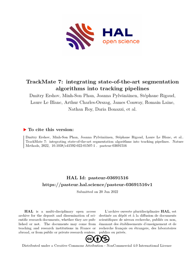 TrackMate 7: Advanced Tracking Software | PDF | Image Segmentation ...