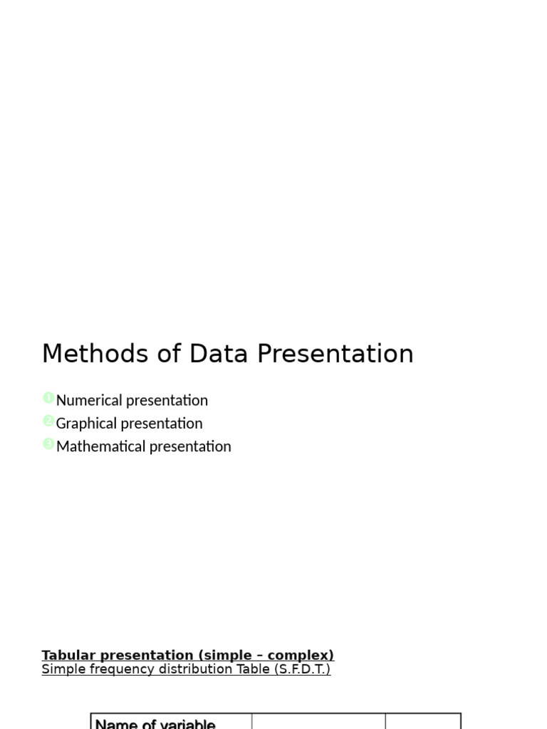 Data Presentation | PDF | Variance | Coefficient Of Variation