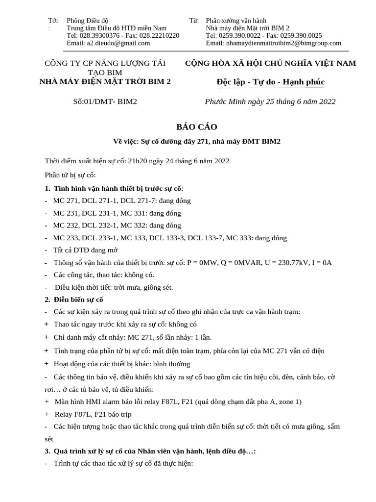 BÁO CÁO TRONG 24h - NMĐMT BIM2 | PDF