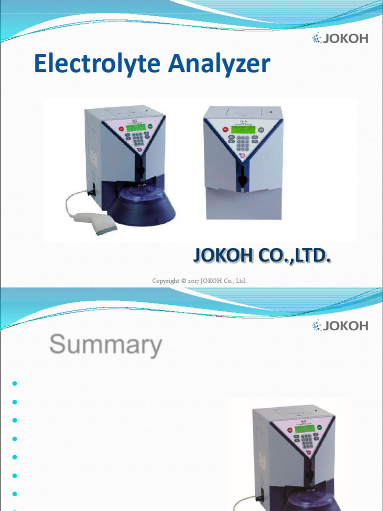 Presentation of Electrolyte Analyzer - Compressed | PDF | Electrolyte ...