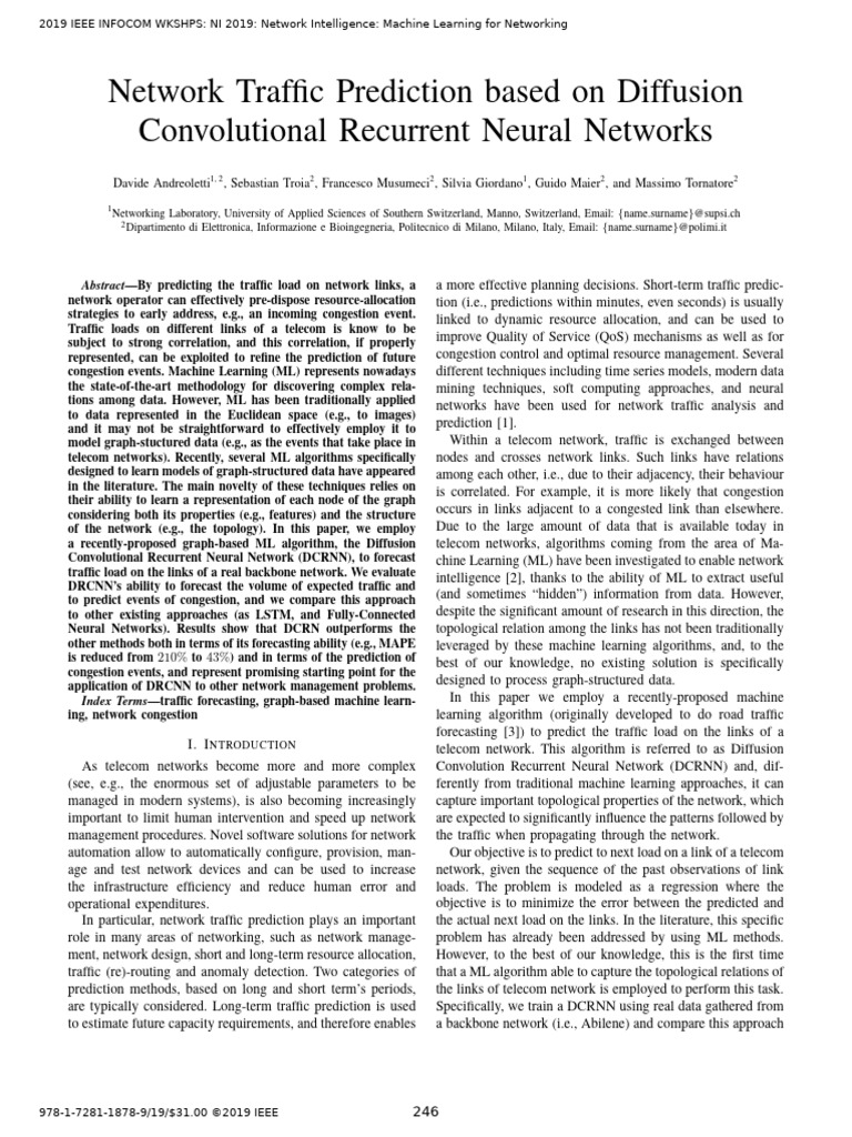 Network Traffic Prediction based on Diffusion Convolutional Recurrent ... Network Traffic Prediction based on Diffusion Convolutional Recurrent ...