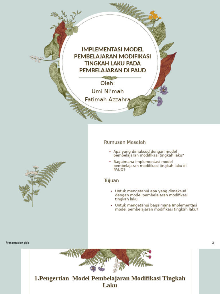 Implementasi Model Pembelajaran Modifikasi Tingkah Laku Pada Pembelajaran | PDF
