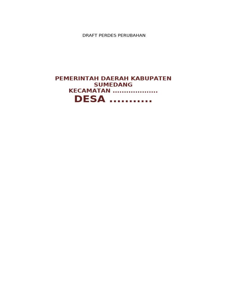 DRAFT Perdes Perubahan APB Desa - 2024 | PDF