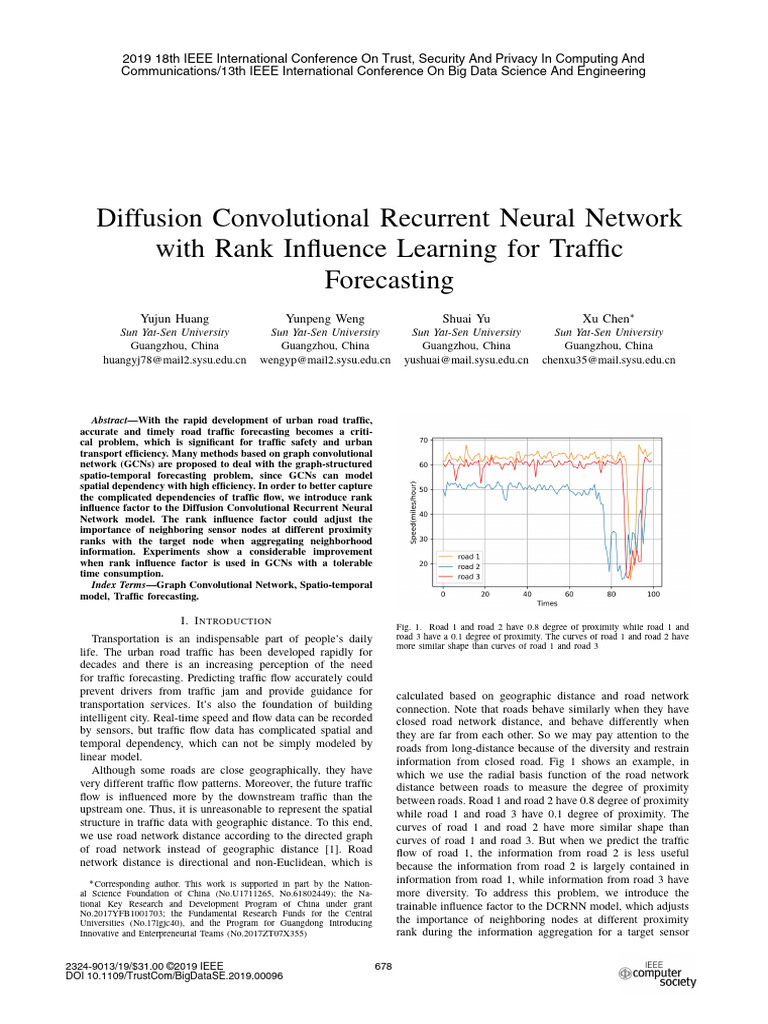 Diffusion Convolutional Recurrent Neural Network with Rank Influence Learning for Traffic ...