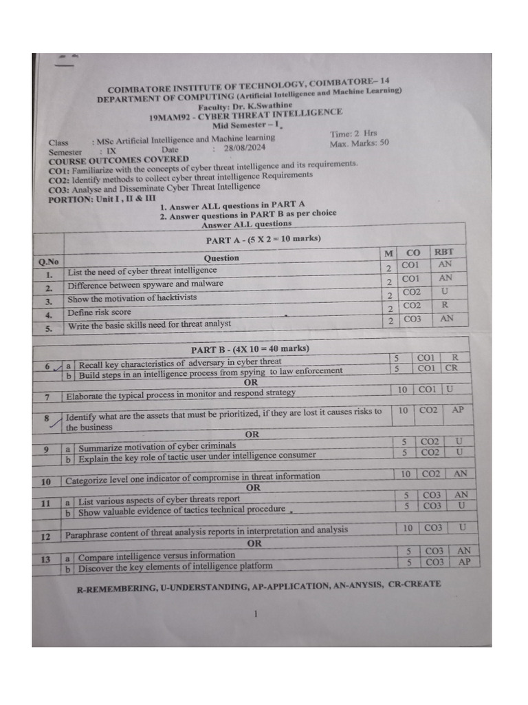 Sem 9 Midsem Qa Paper | PDF