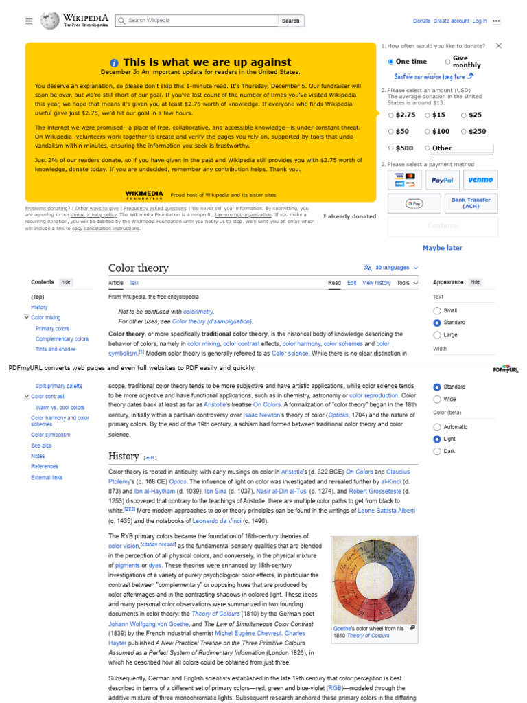 En Wikipedia Org Wiki Color Theory | PDF | Image Processing | Color