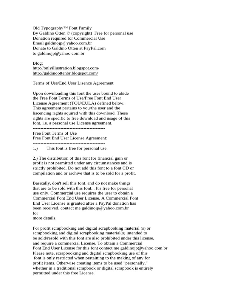 Lisence Agreement Old Typography | PDF | License | Monopoly (Economics)