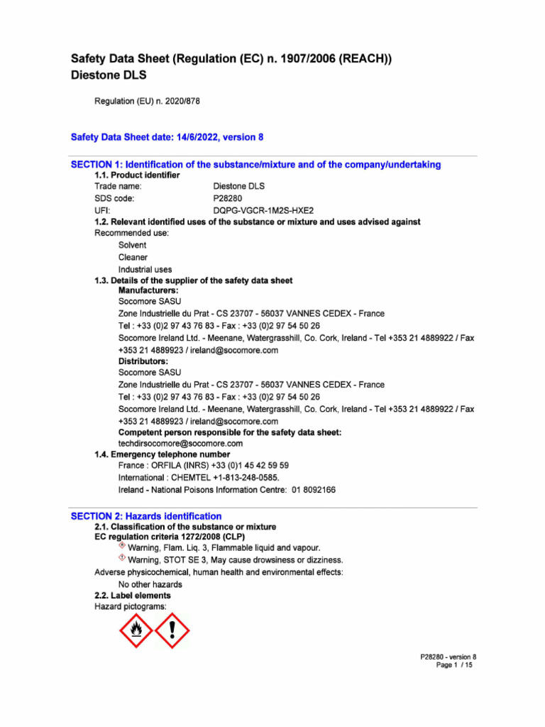Diestone DLS Safety Data Sheet | PDF | Pollution | Toxicology