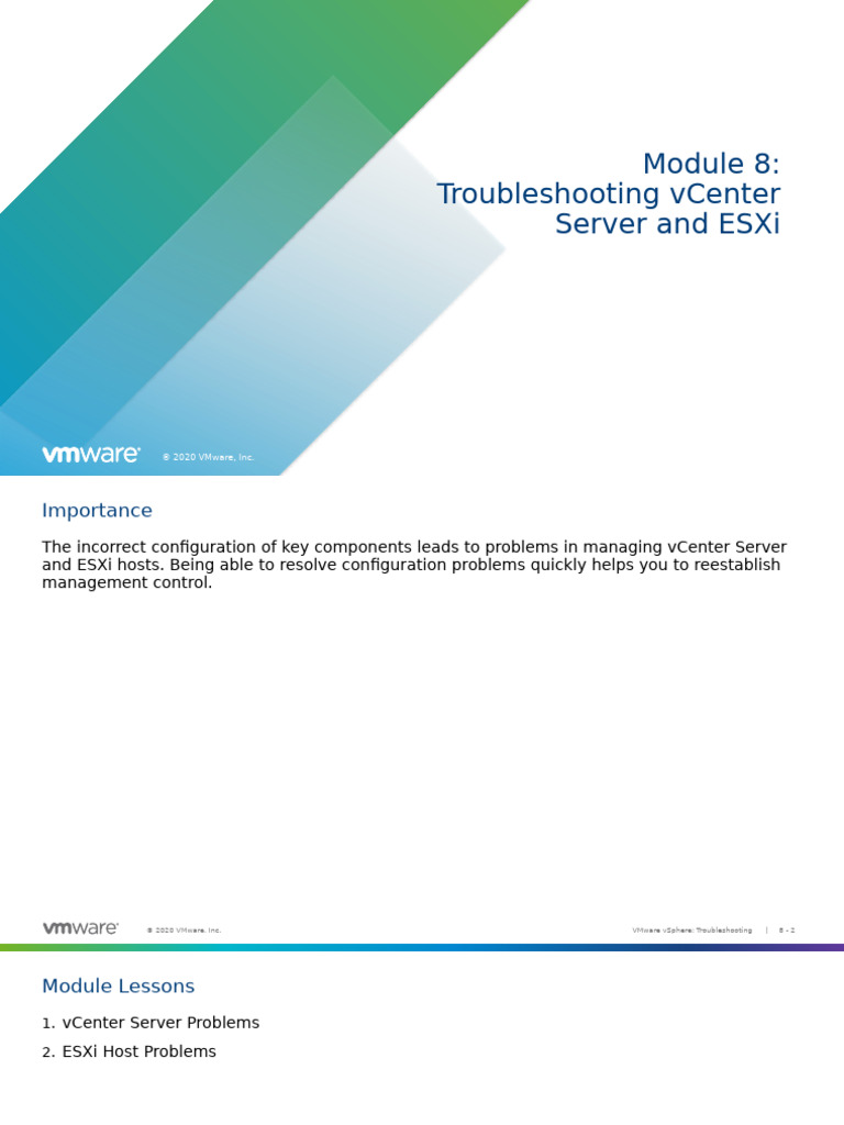 Module 8 - Troubleshooting vCenter Server and ESXi | PDF | Postgre Sql | Databases