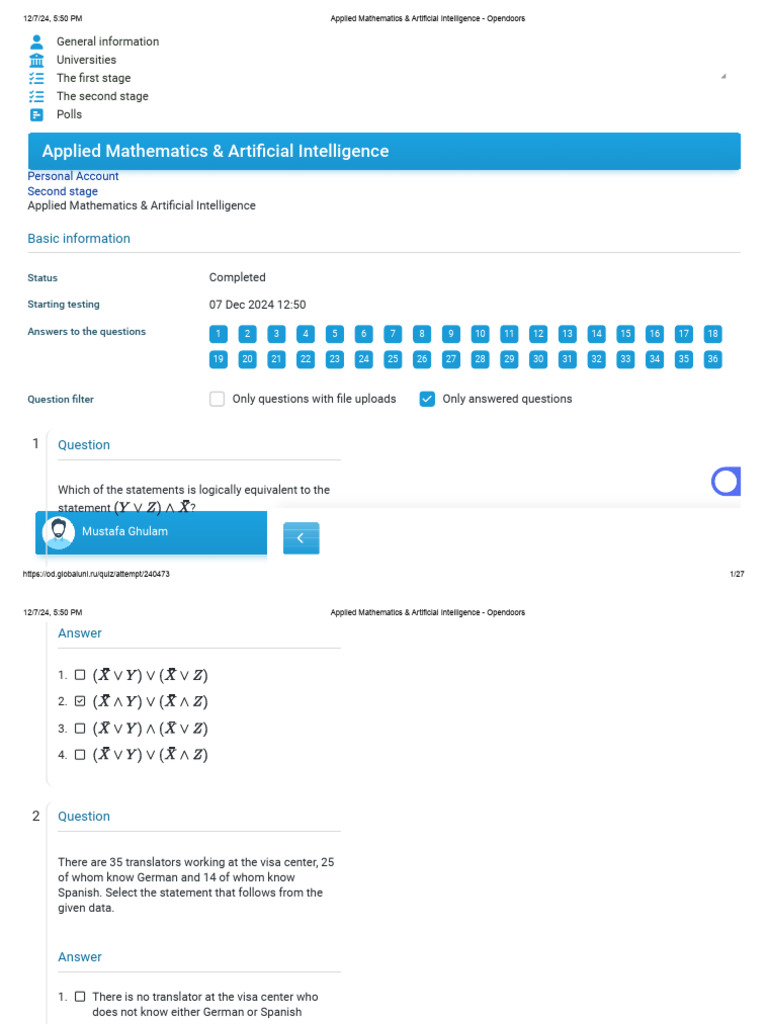 Applied Mathematics & Artificial Intelligence - Opendoors | PDF ...