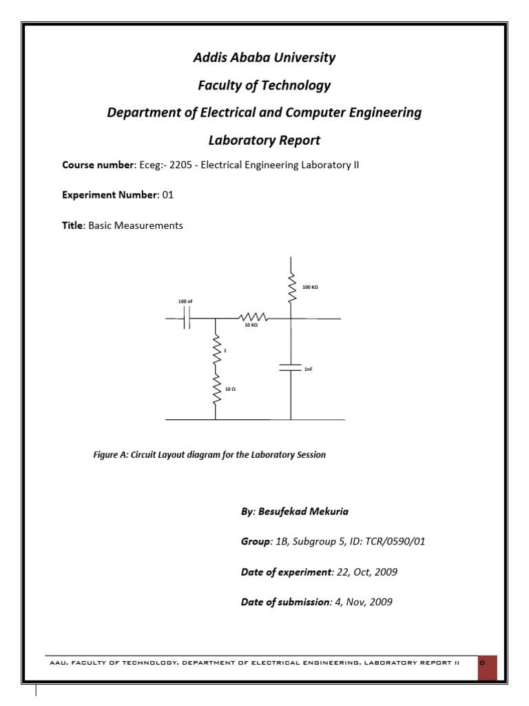 Lab Report 1 | PDF | Electrical Network | Voltage