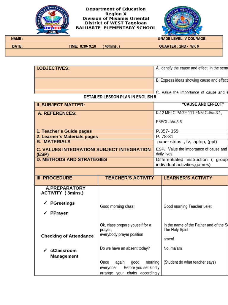 Detailed Lesson Plan For Observation - 4th Quarter | PDF | Lesson Plan ...