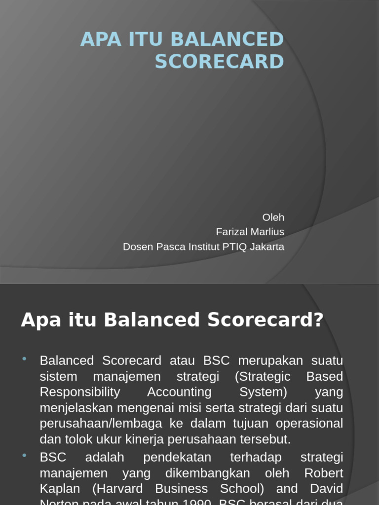 Apa Itu Balanced Scorecard | PDF