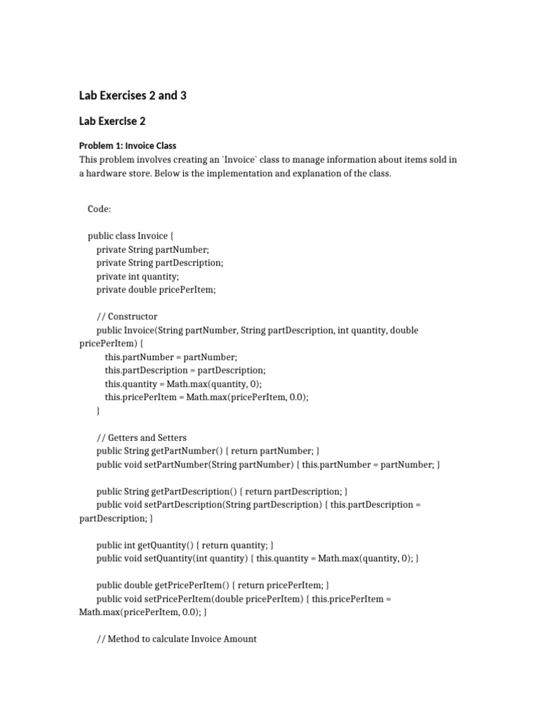 Lab Exercises Solutions Pdf Class Computer Programming Method Computer Programming
