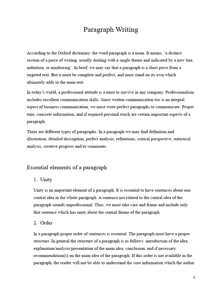 Paragraph Writing, ppt (1) | PDF | Paragraph | Communication