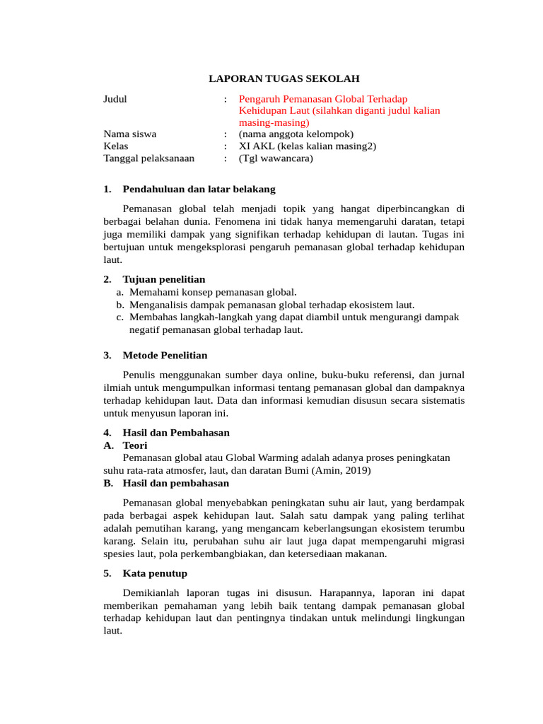 Format Laporan TUGAS | PDF