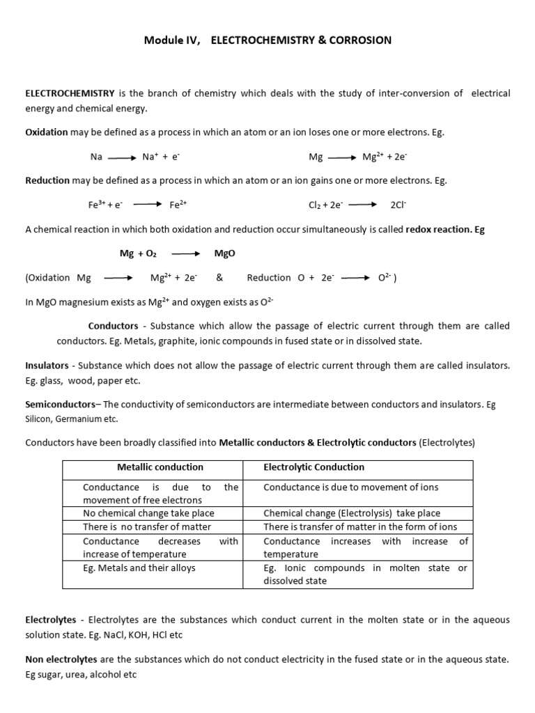Module -4 Notes | PDF | Electrochemistry | Corrosion Module -4 Notes | PDF | Electrochemistry | Corrosion