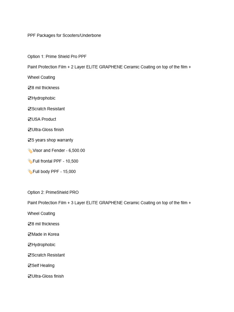 Small Bikes PPF | PDF